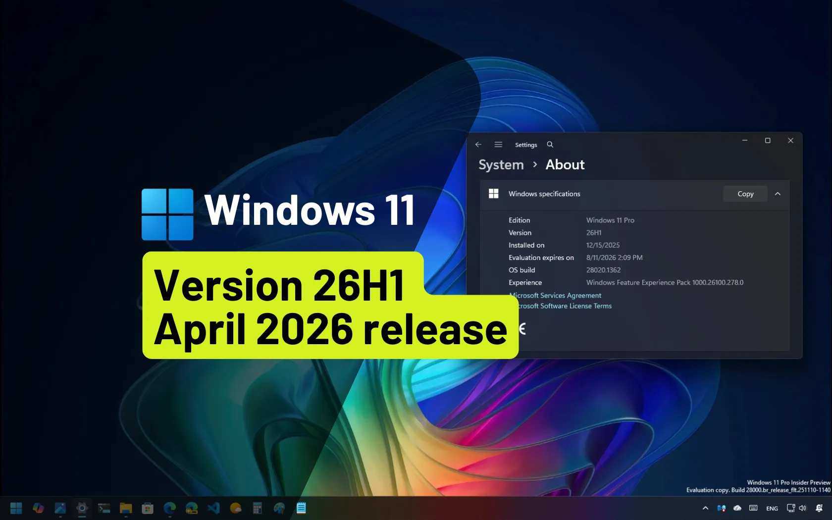 Windows 11 26H1 release date expected by April 2026 - Pureinfotech