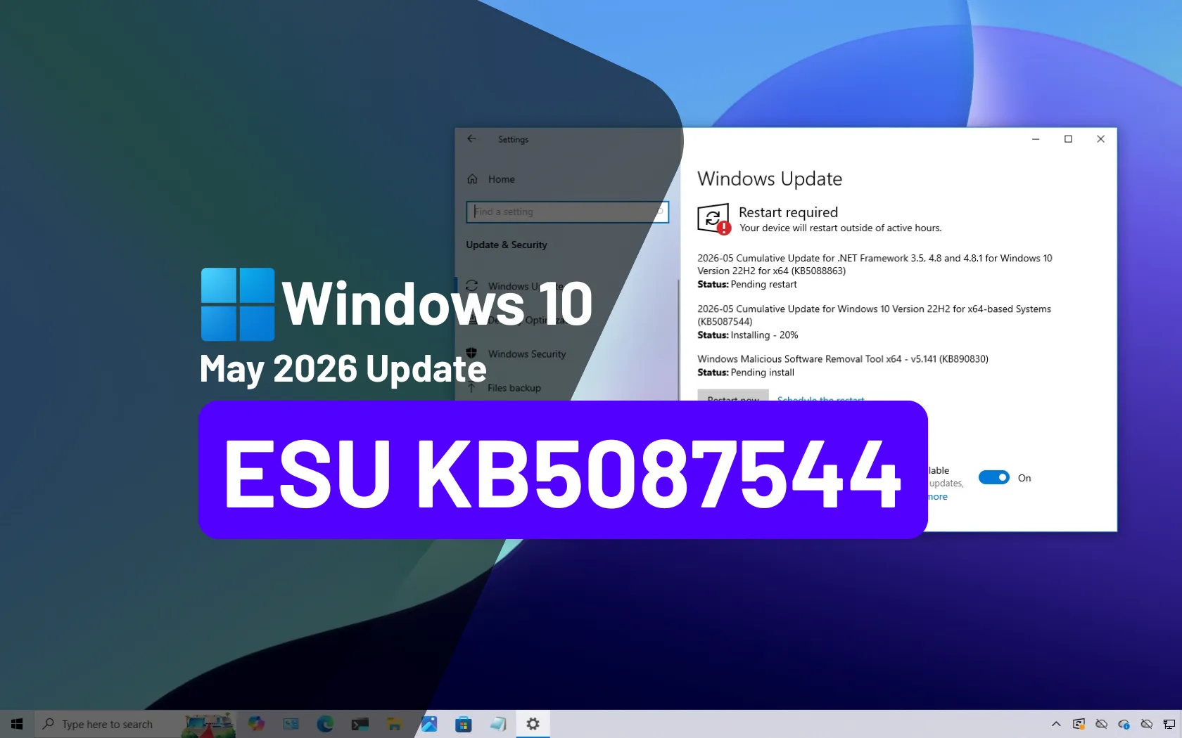 KB5087544 (build 19045.7291) for Windows 10 ESU drops as the May 2026 ...